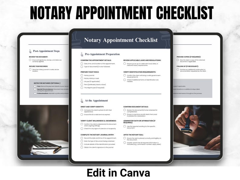 Mobile Notary Appointment Checklist - Notary Signing Agent Forms ...