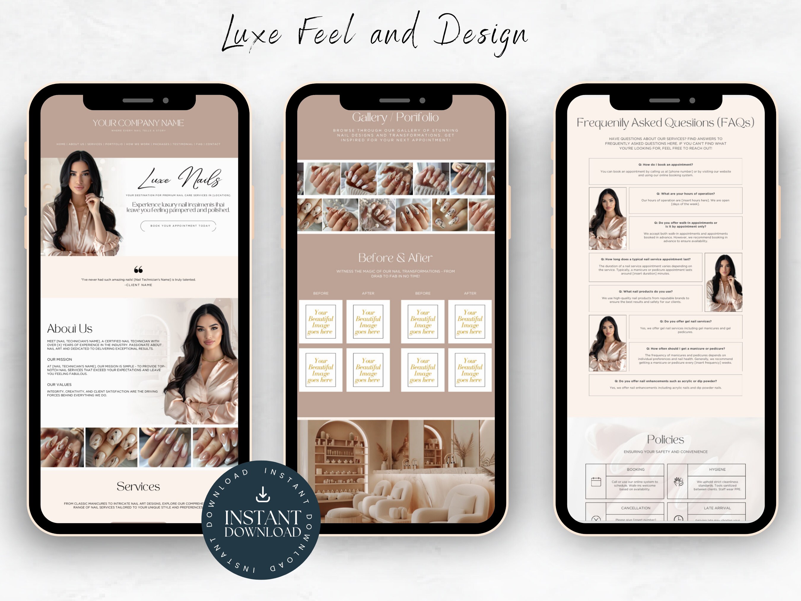 Nail Tech Canva Website Template, Nail Salon Landing Page Design ...