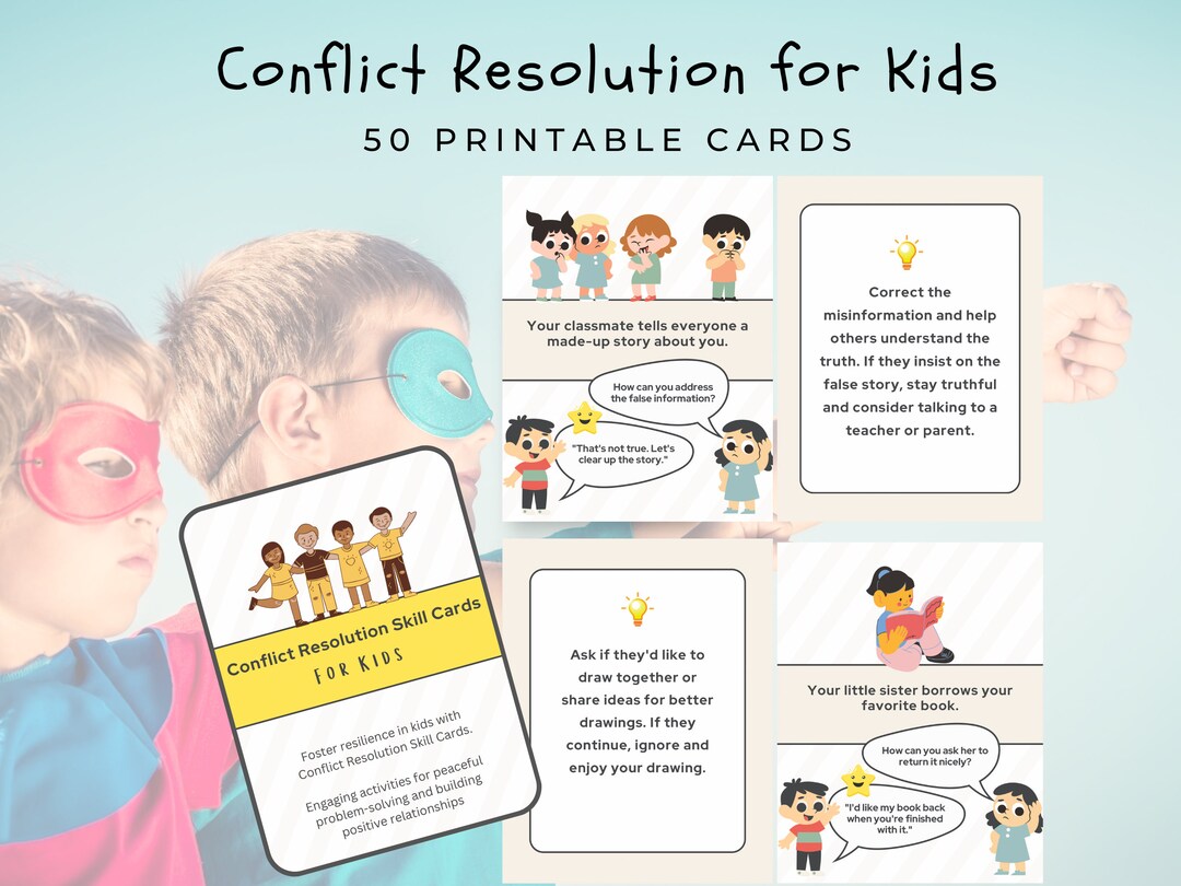 Kids Conflict Resolution Flashcards for Kids Social Skills - Etsy