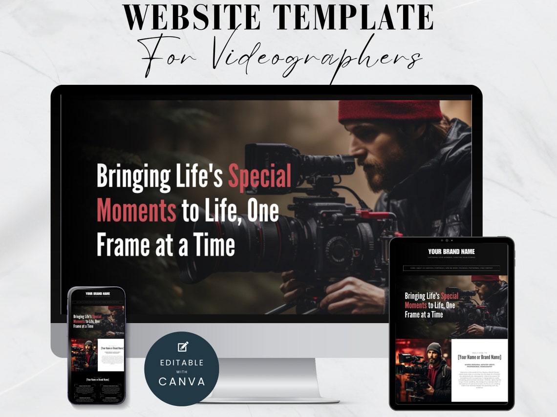 Videographer Canva Website Template, Photographer Landing Page Design ...