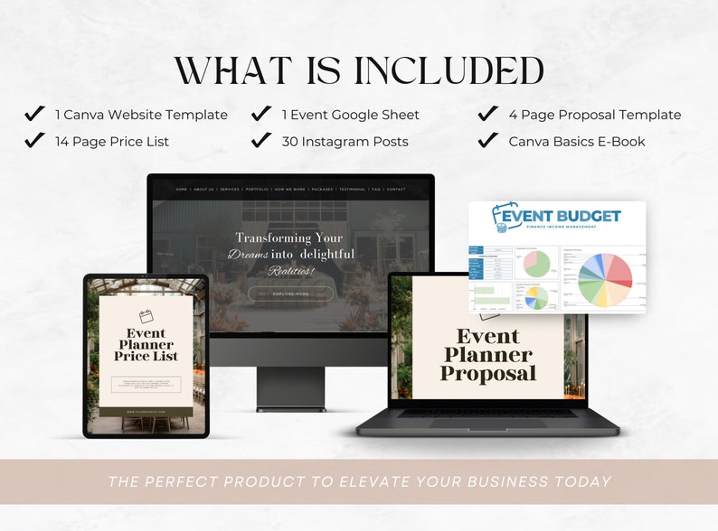 Event Planner Canva Website Template and Bundle, Events Manager Landing ...