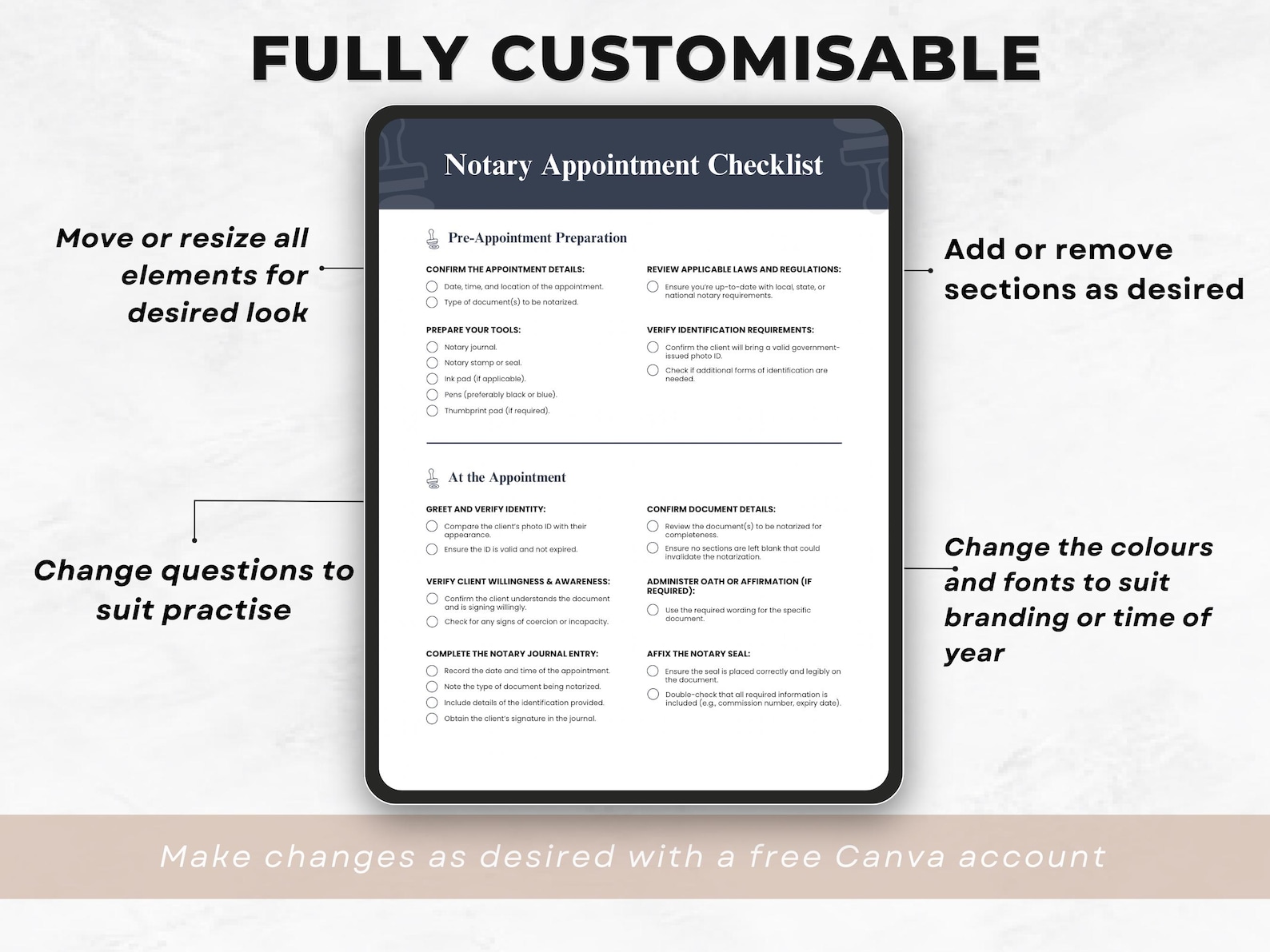 Mobile Notary Appointment Checklist - Notary Signing Agent Forms ...