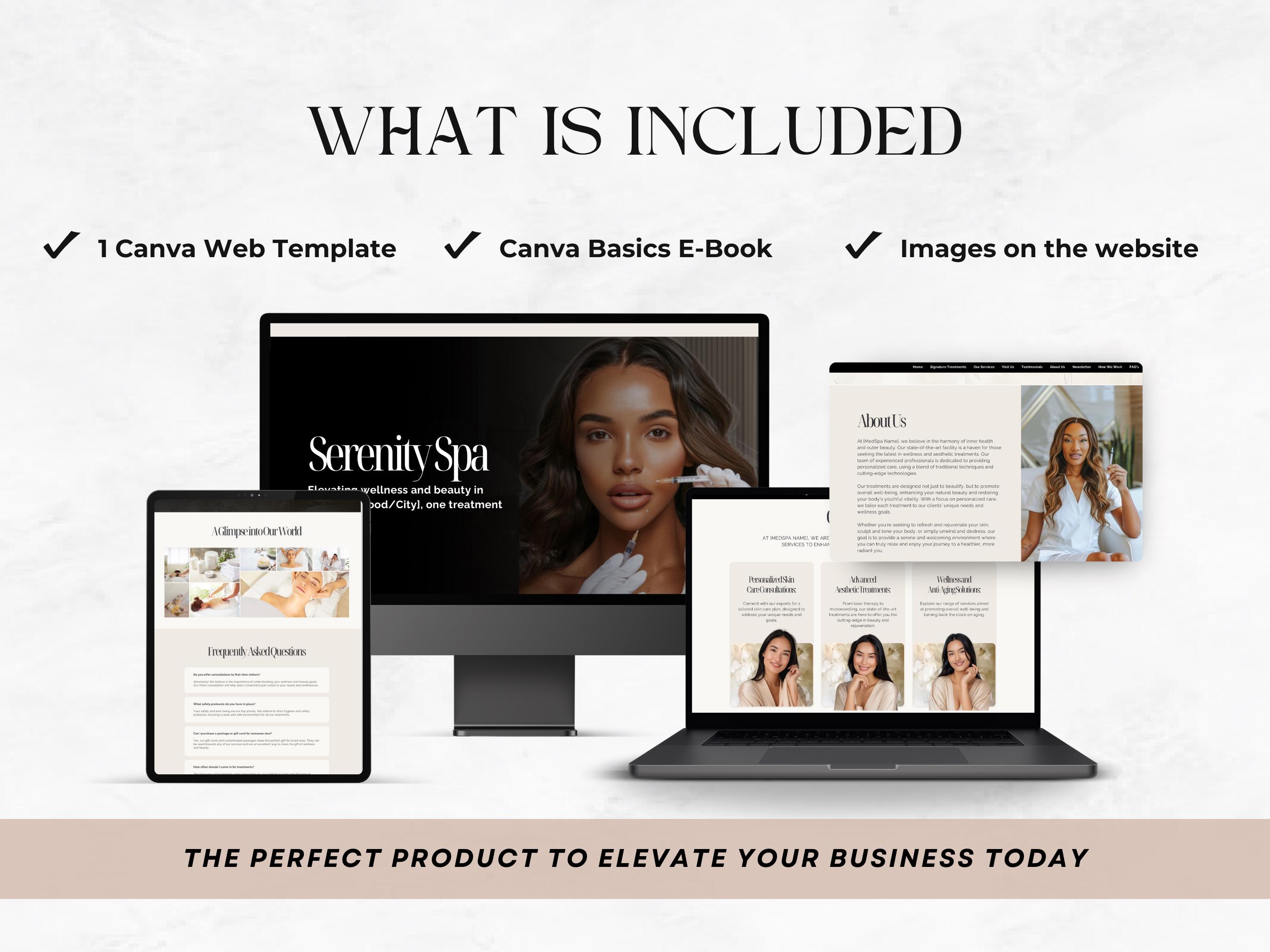 Black Med Spa Canva Website Template | Skin Care or Spa Business ...