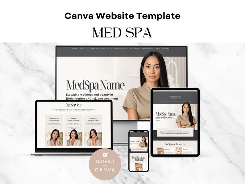 Wellness Med Spa Canva Website Template | Skin Care or Spa Business ...