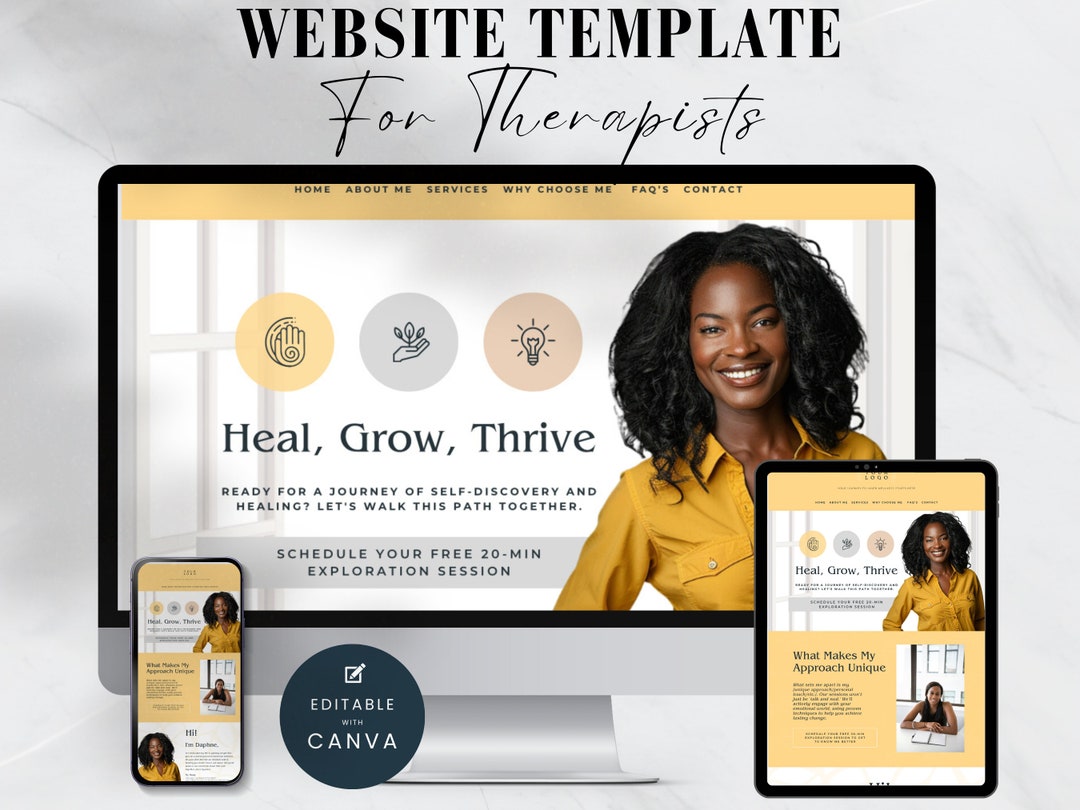 Therapist Canva Website Template, Psychotherapist Landing Page Design ...