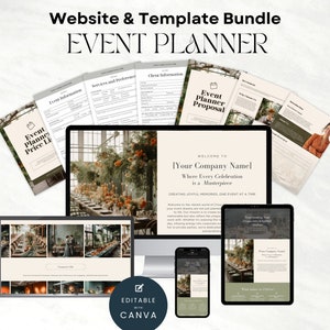 Event Planner Canva Website Template and Bundle, Events Manager Landing ...