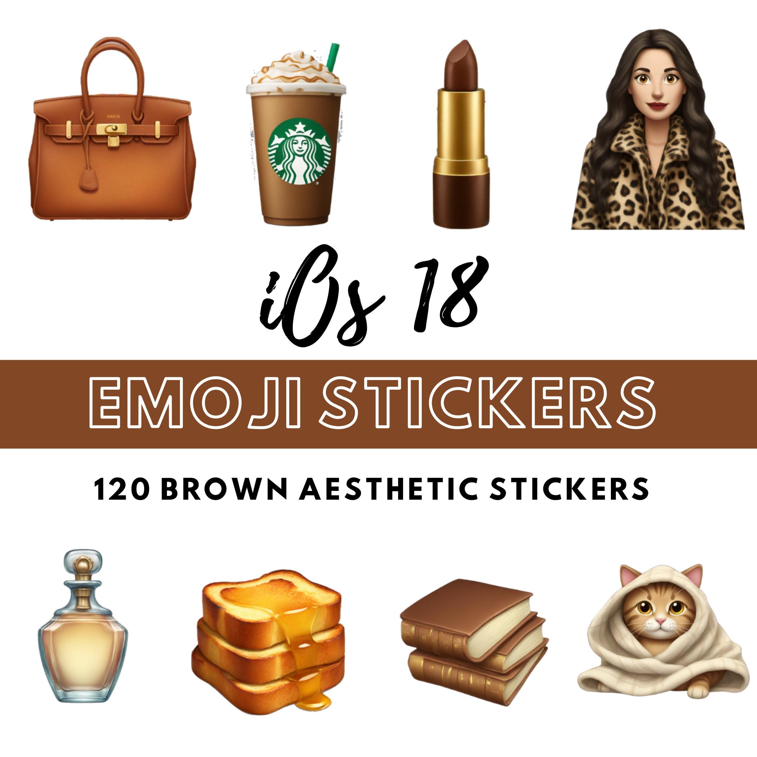 Brown Ios 18 Luxury Emoji Sticker Pack, Feminine Accessories iPhone ...