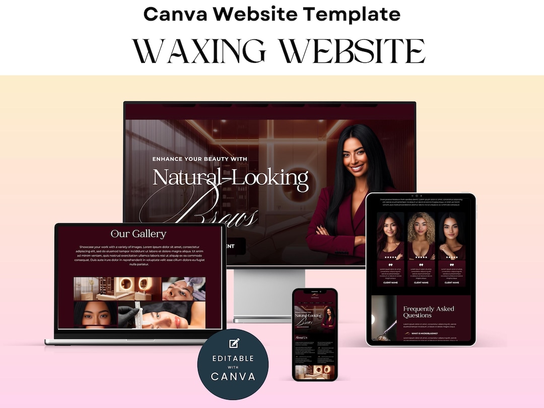 Waxing Business Canva Website Landing Page Design, Aesthetics Salon ...