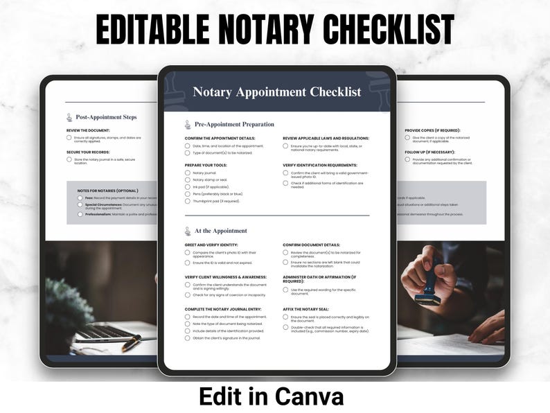 Mobile Notary Appointment Checklist - Notary Signing Agent Forms ...
