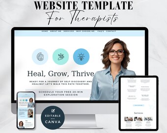 Counseling Canva Website Template, Therapist Landing Page Design ...