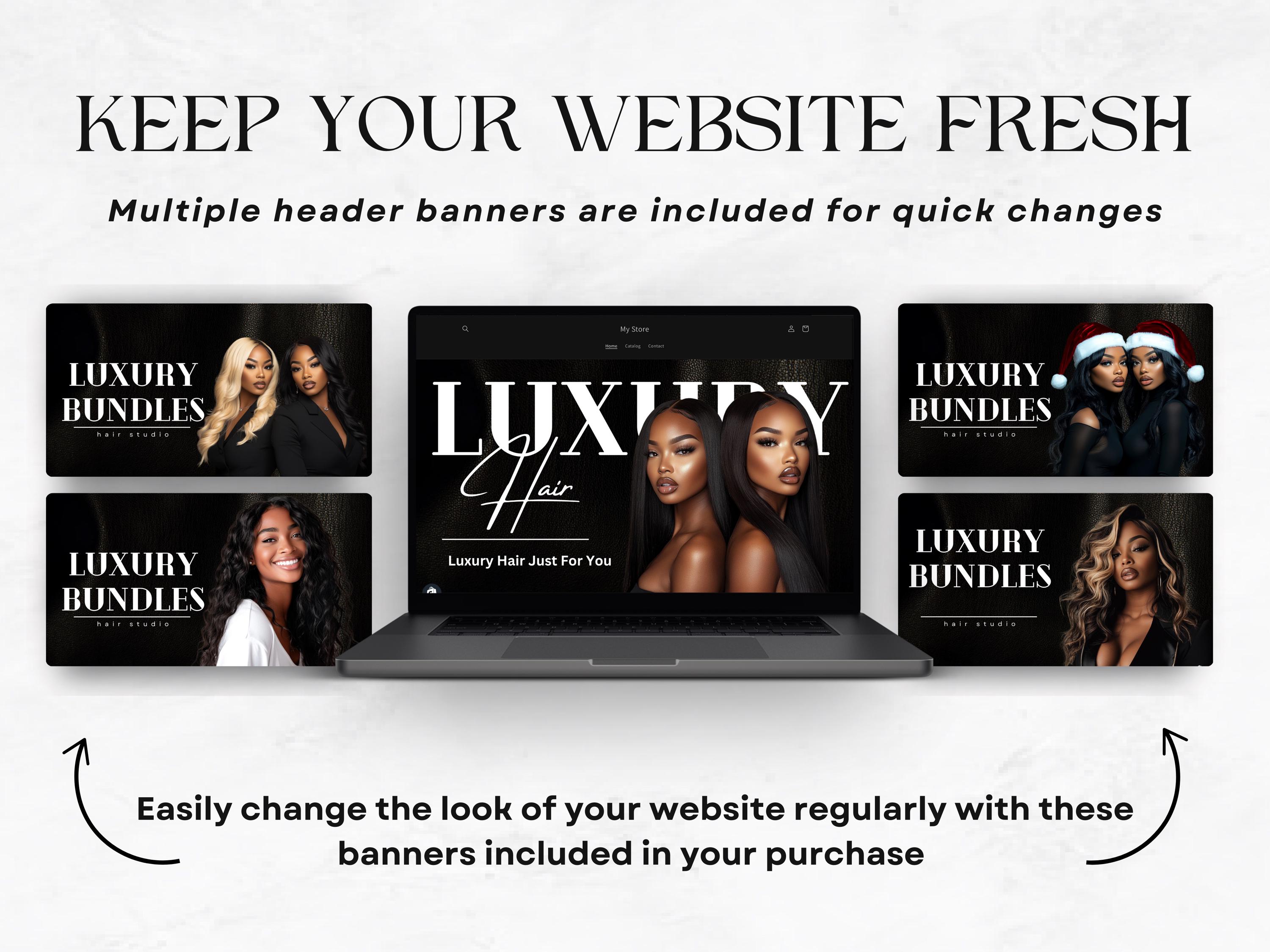 Modern Custom Shopify Theme for Lace Front Wig Shop Luxury Black Design ...
