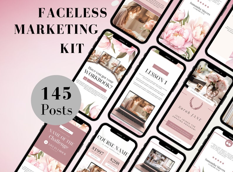 Modern Pink Floral Faceless Instagram Reels & Posts + How to Faceless ...