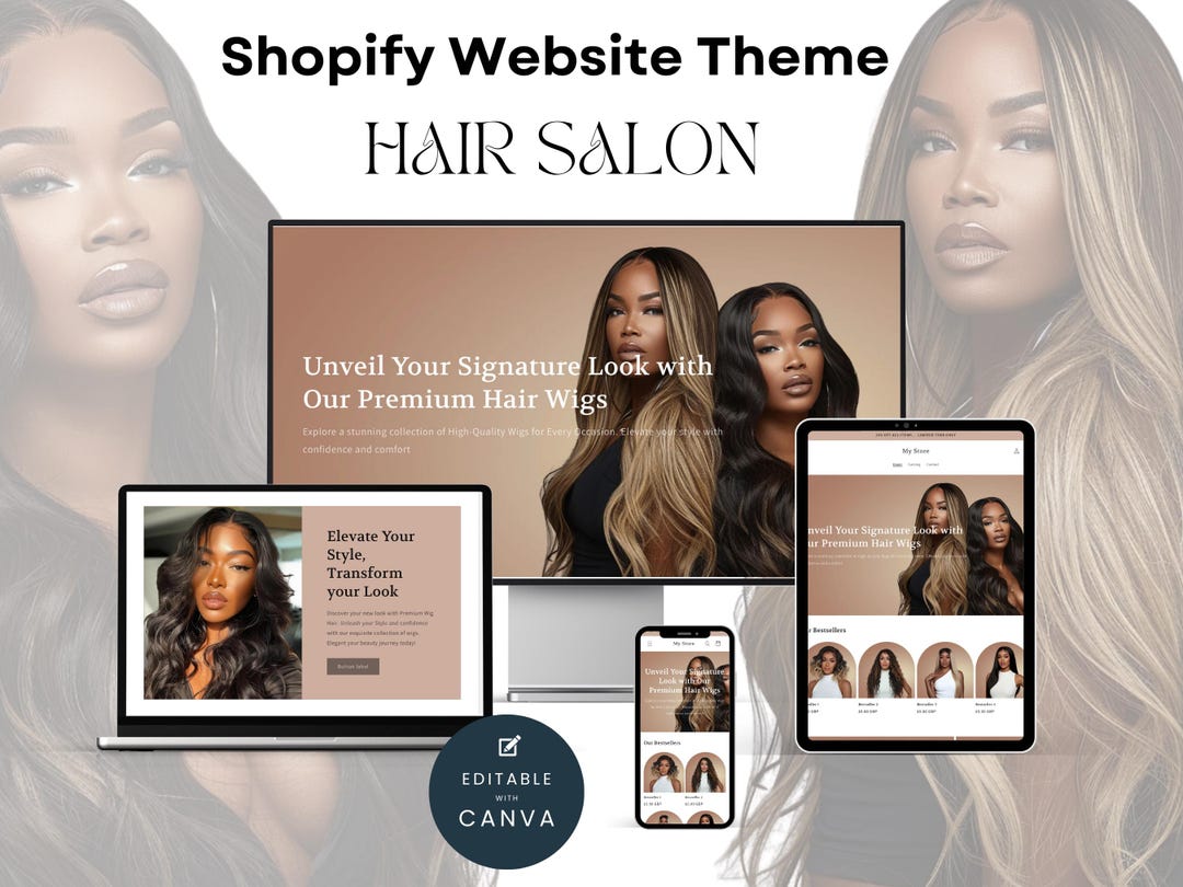 SHOPIFY Theme for Hair Business, Modern Boutique Luxury Banners for ...