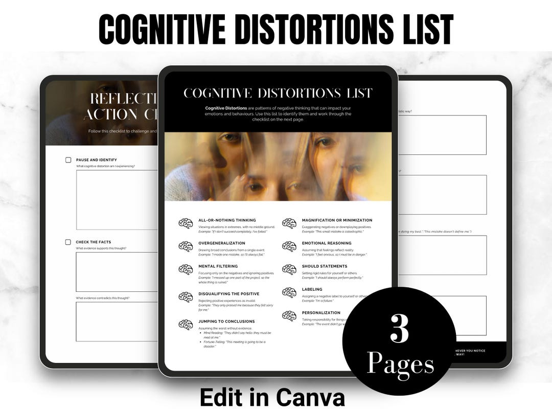 Cognitive Distortions Cheat Sheet - Unhelpful Thinking Styles - Therapy ...