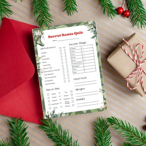 Secret Santa Questionnaire, Gift Exchange Survey and Favourite Things ...