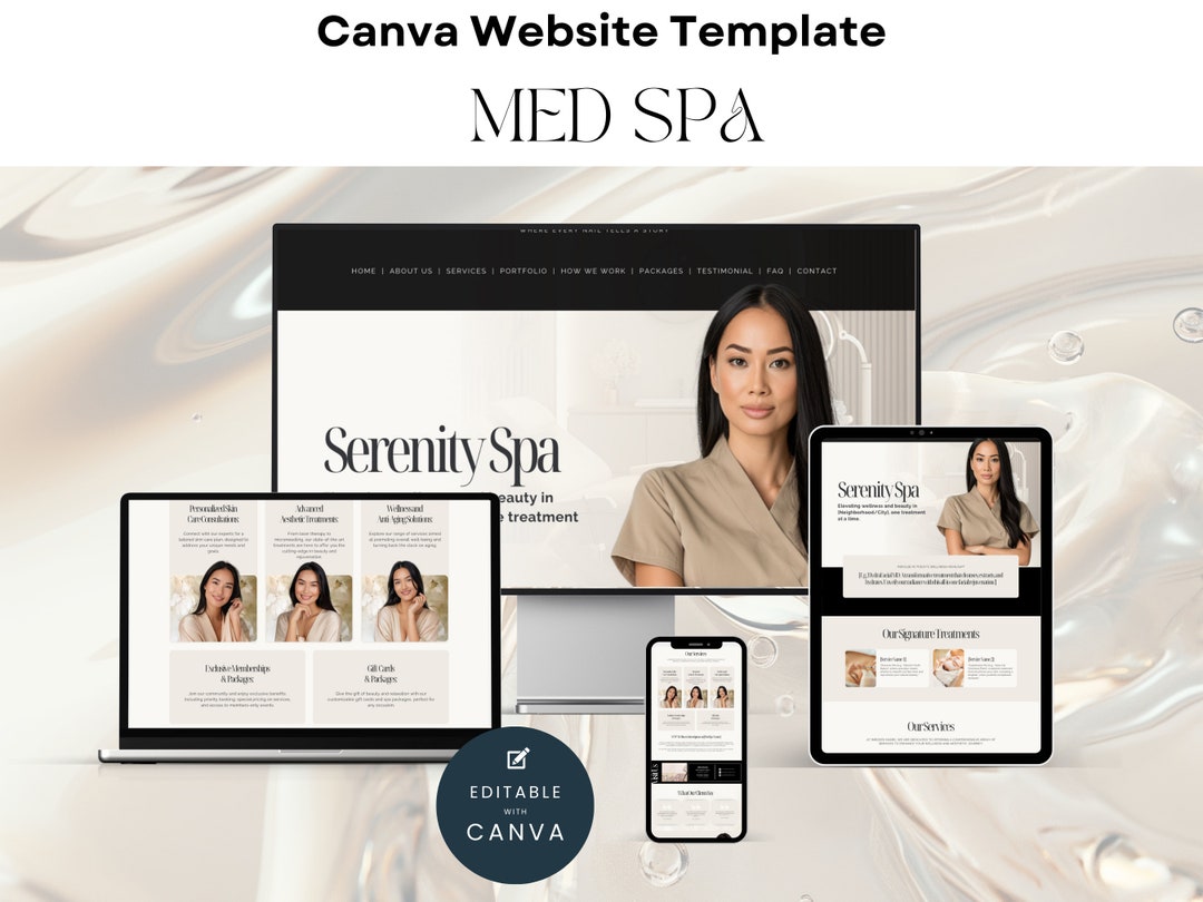 Med Spa Canva Website Template | Skin Care or Spa Business, Beauty ...