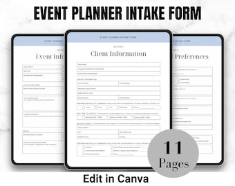 Editable Event Planner Questionnaire - Customizable Client Intake Form ...