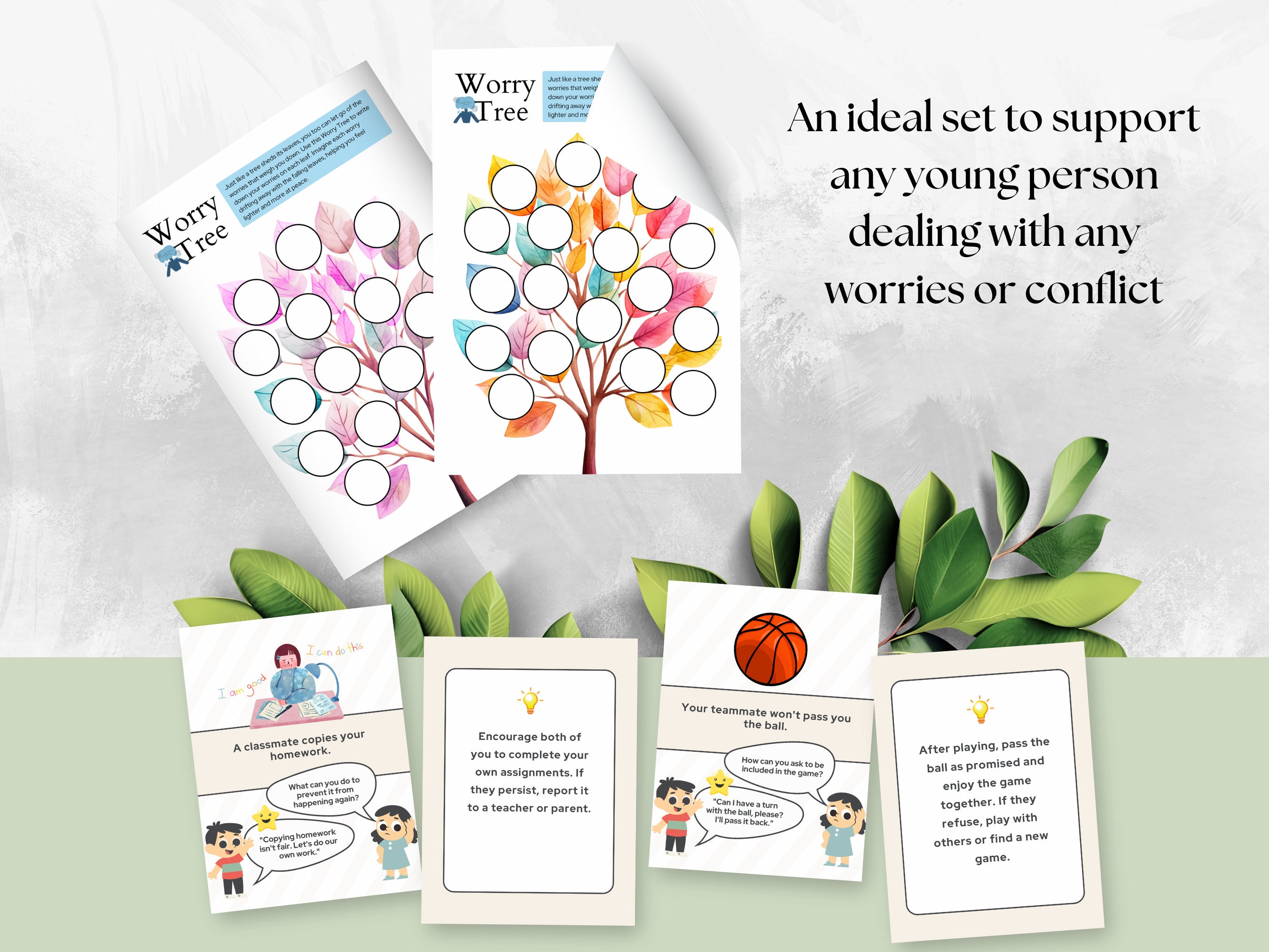 The Worry Tree Poster to Combat Negative Thinking, Anxiety Management ...