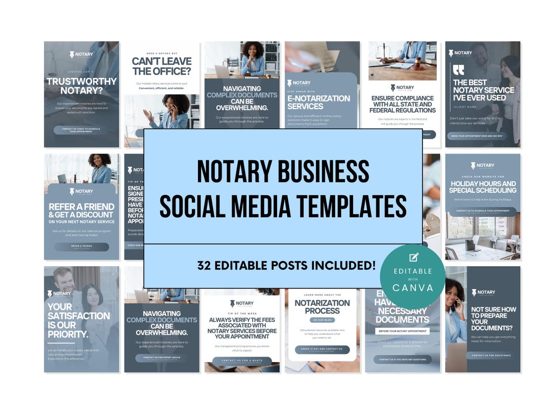 Notary Social Media Post Templates, Editable Instagram Flyers, Notary ...