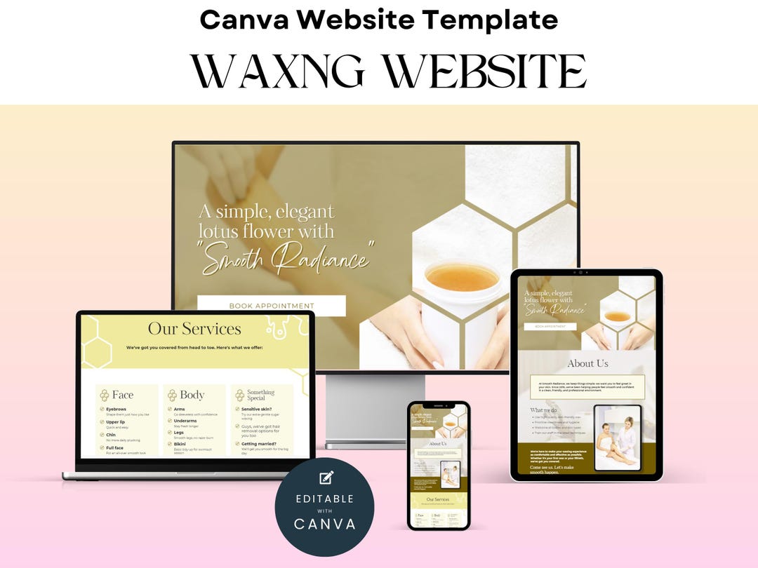 Waxing Business Canva Website Landing Page Design, Professional Web ...