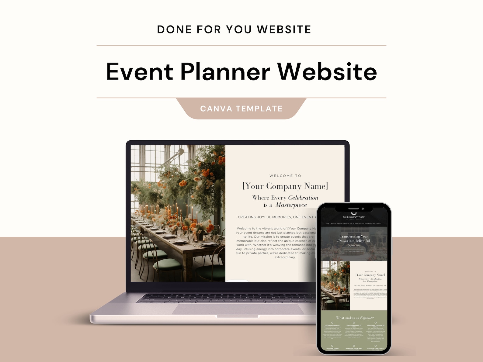 Event Planner Business Canva Website Template, Events Manager Landing ...