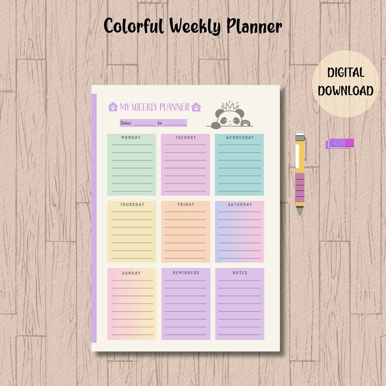 Printable Daily and Weekly Planner for Kids Kids Printable - Etsy