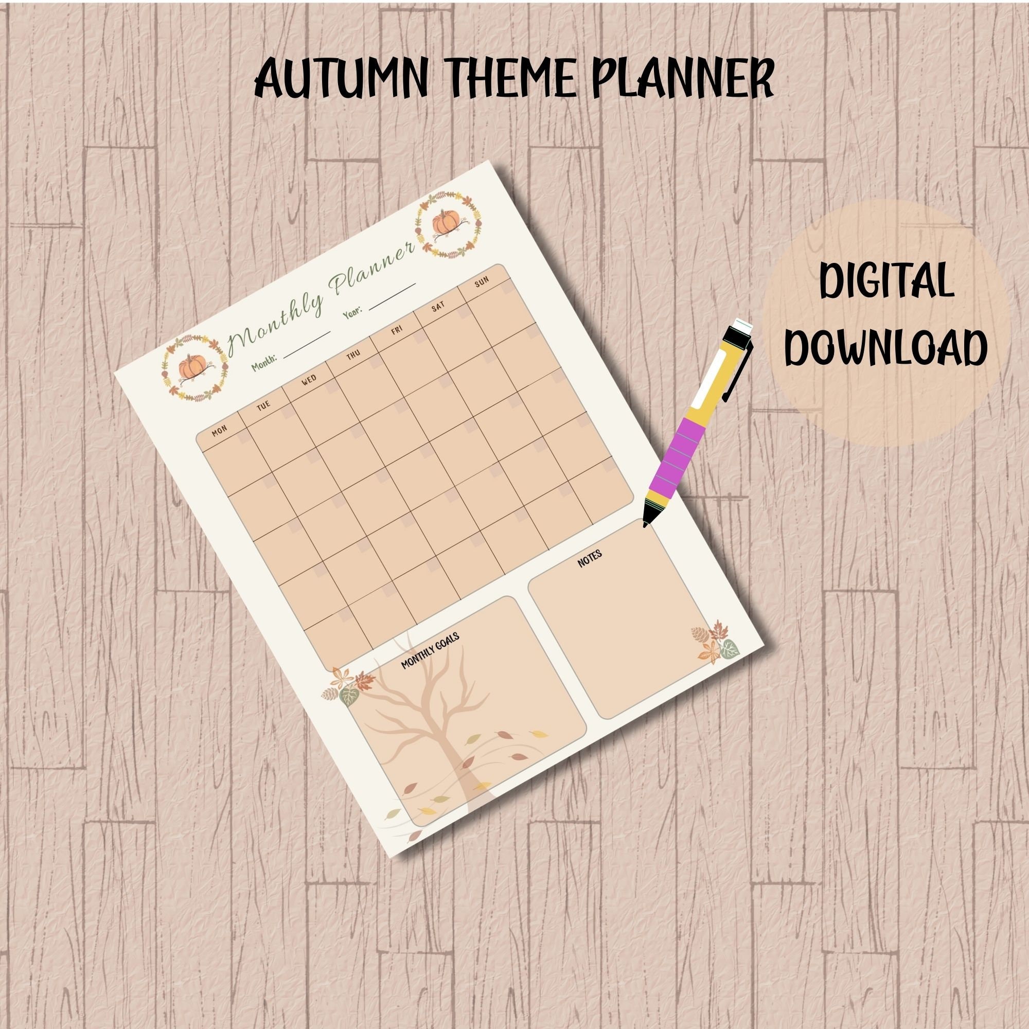 Undated Monthly Planner Printable PDF Printable Monthly Calendar Four ...