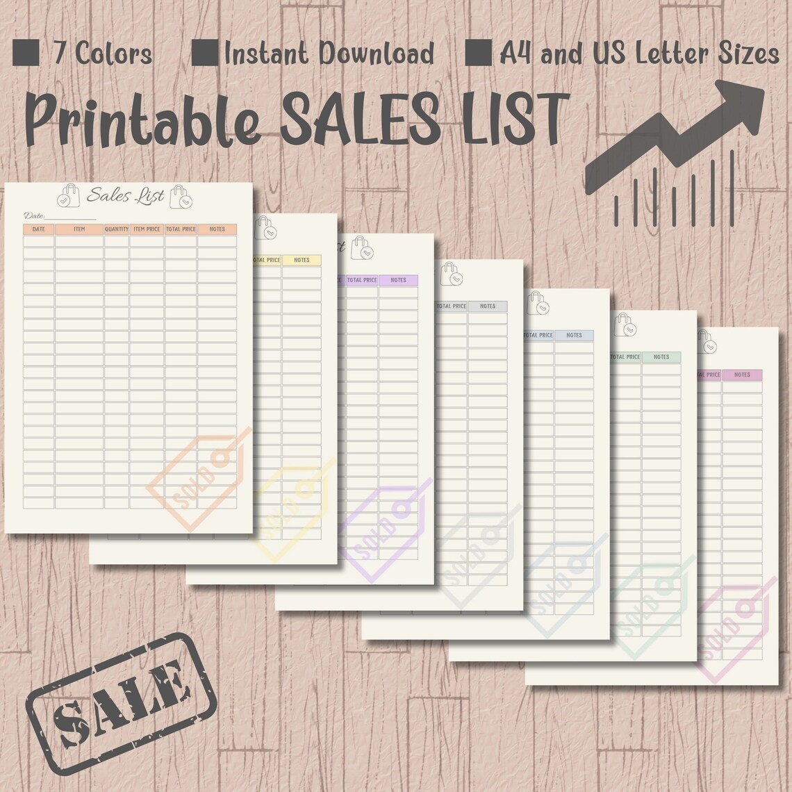 Printable Sales Tracker Spreadsheet Daily Sales Log Items Sale List ...