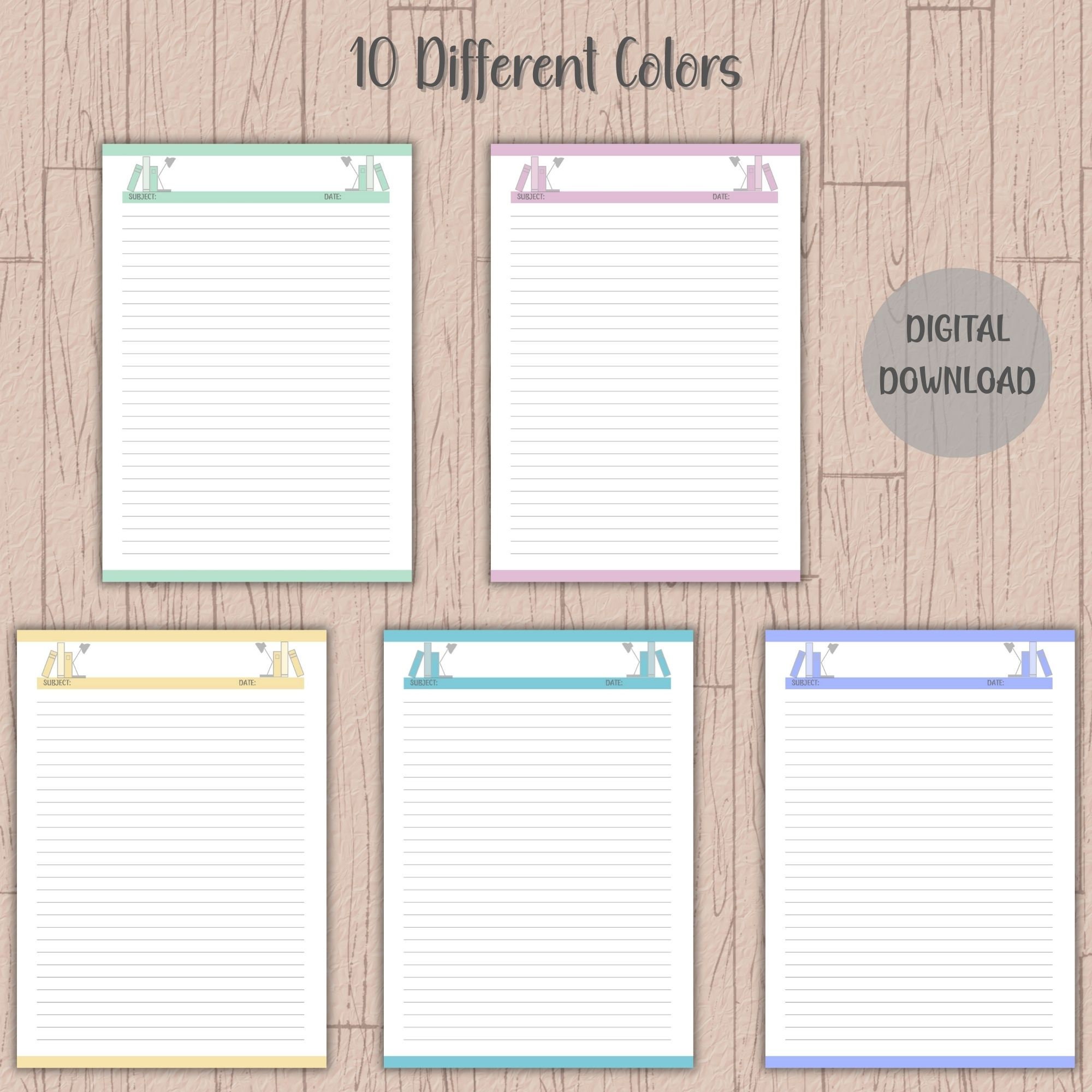 Lined Paper Printable Note Page Lecture Notes Page Stationary Paper ...