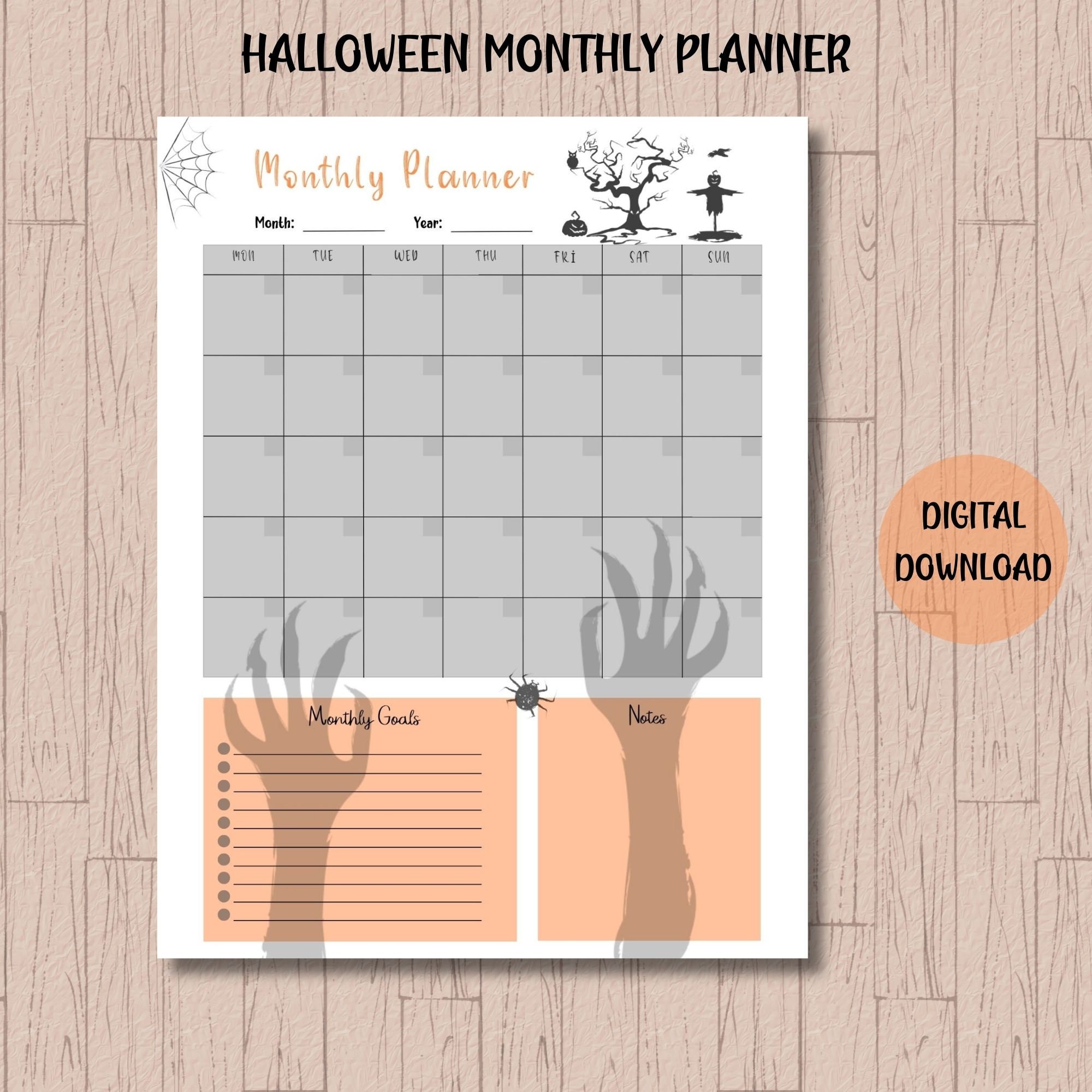 Halloween Planner Printable Daily Weekly Monthly Planner - Etsy
