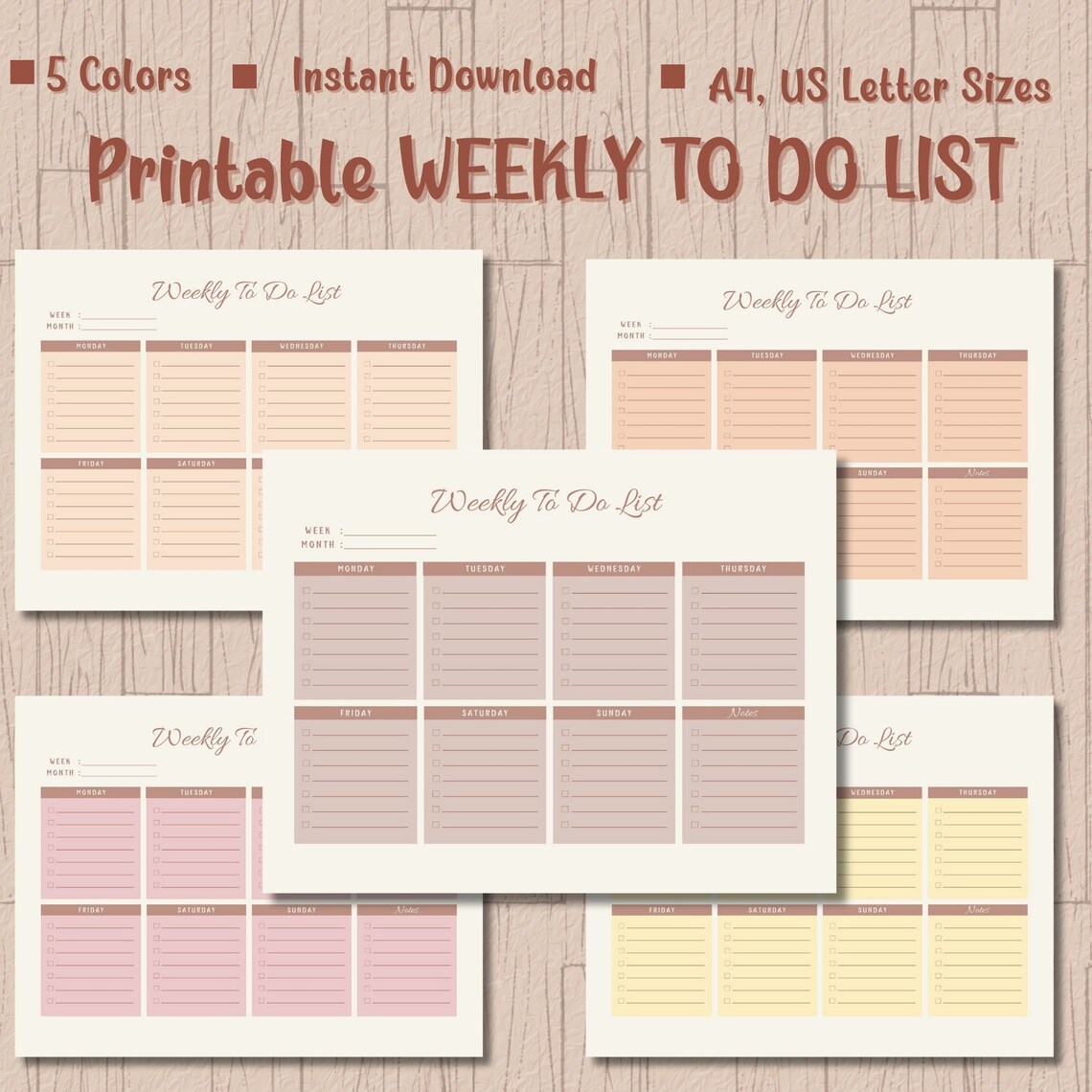 Printable Weekly to Do List Printable Weekly Planner Task Tracker ...