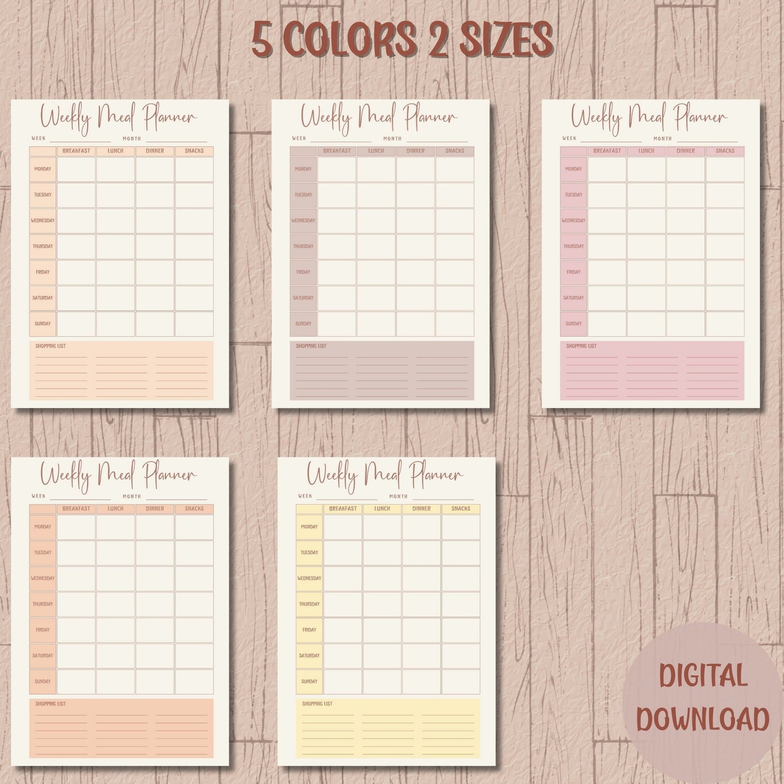 Printable Weekly Meal Planner PDF Meal Tracker Meal Prep Planner Meal ...