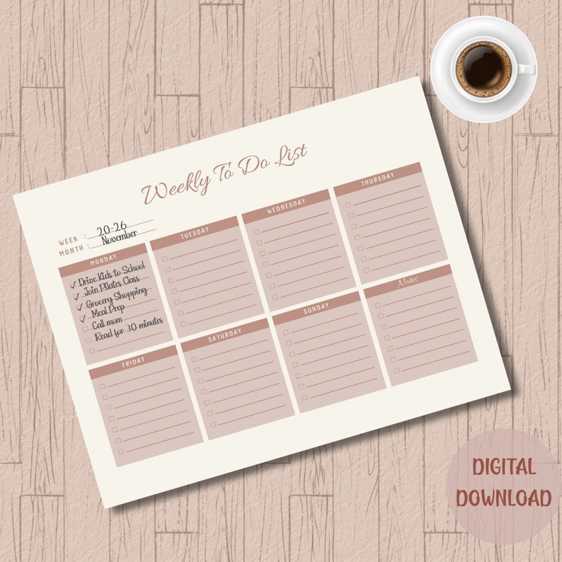 Printable Weekly to Do List Printable Weekly Planner Task Tracker ...