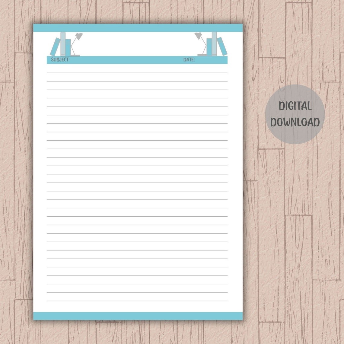 Lined Paper Printable Note Page Lecture Notes Page Stationary Paper ...