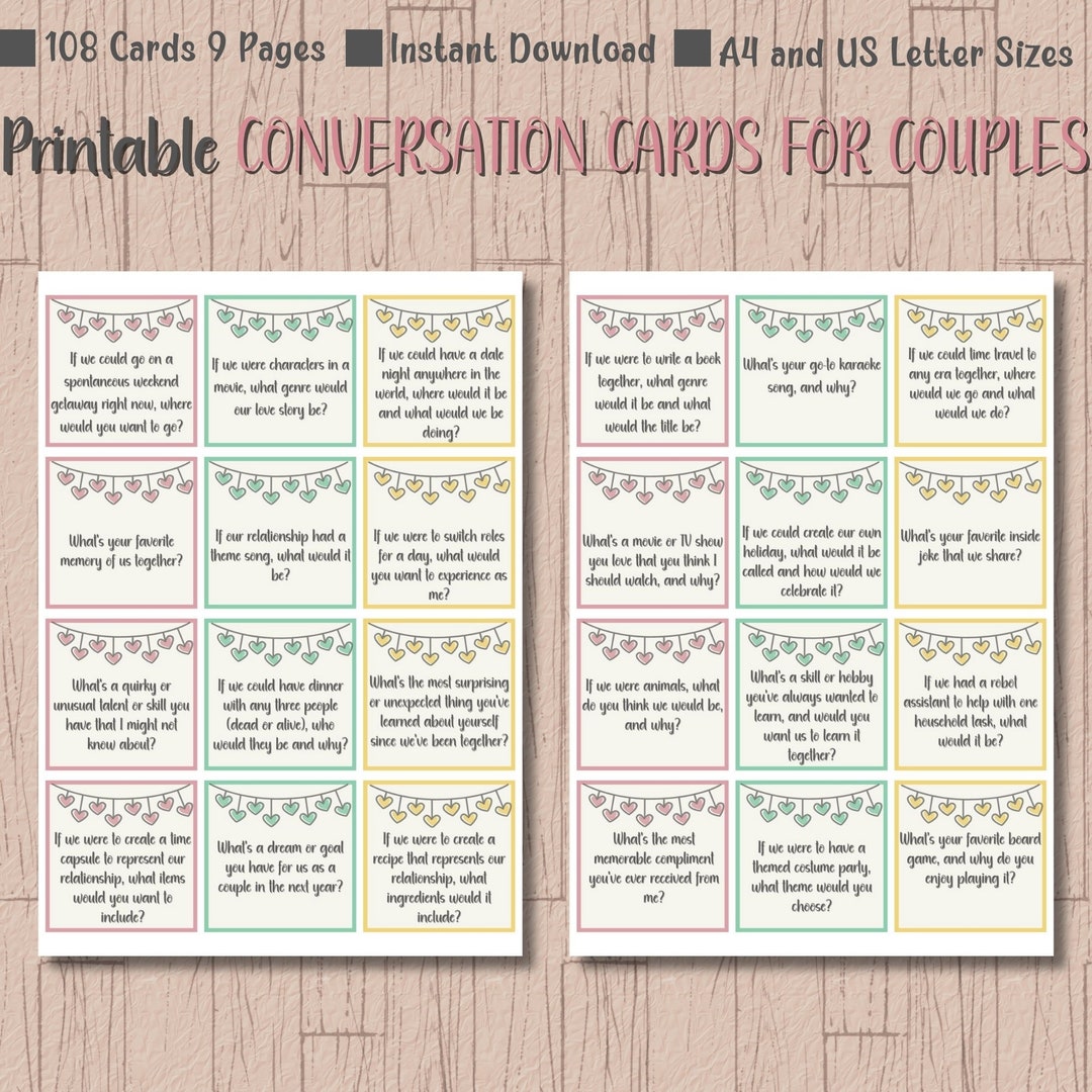 Tarjetas de preguntas imprimibles para parejas Preguntas sobre citas ...