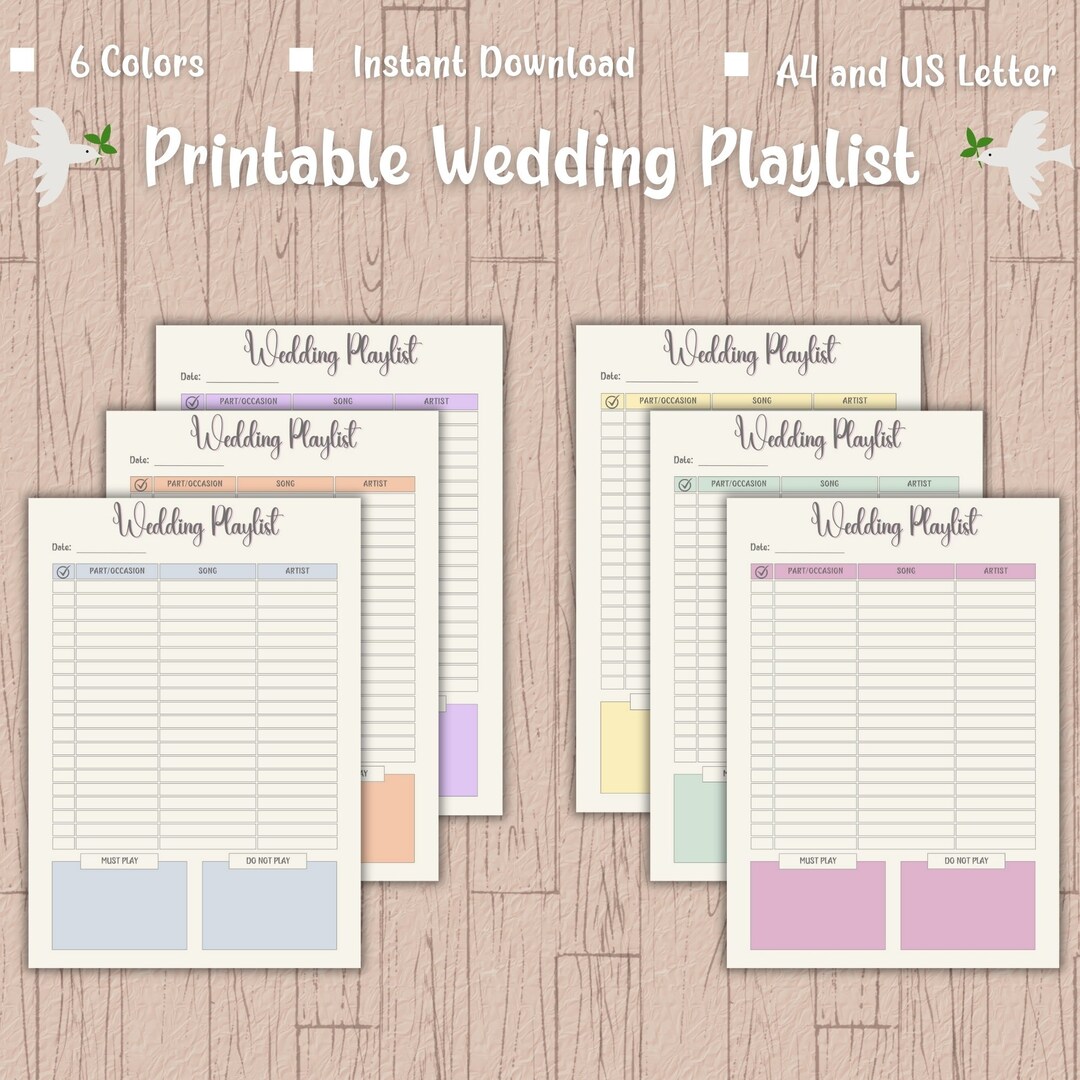 Wedding Song List Printable Wedding Music Playlist Printable Music Love ...