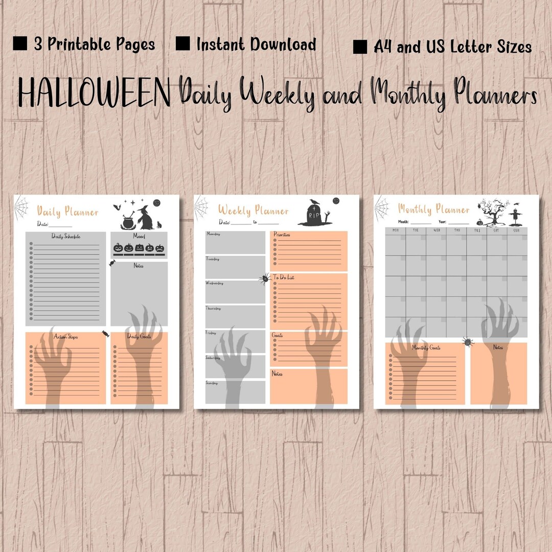 Halloween Planner Printable Daily Weekly Monthly Planner Witch Planner ...