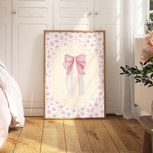 Pink Bow Wall Art | Coquette Room Decor | Balletcore Aesthetic ...