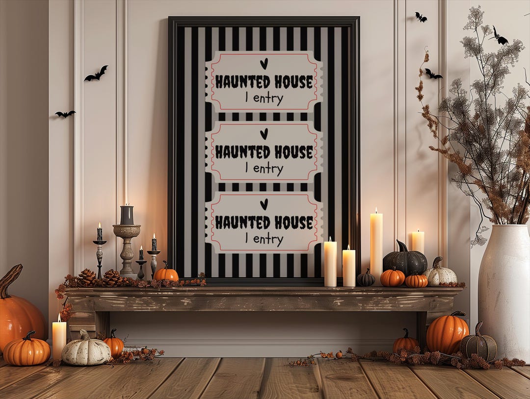 Vintage Haunted House Ticket Print: Retro Halloween Wall Art (PDF ...