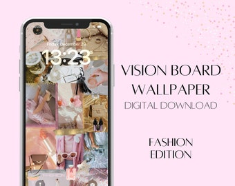Vision Board Phone Background Wallpaper Digital Download: Chic Neutral ...