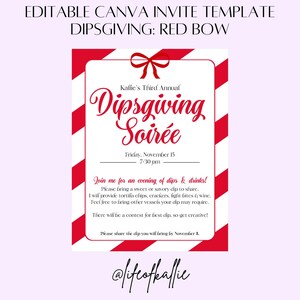 Editable Canva Dipsgiving Invite - Red Bow Theme - Etsy