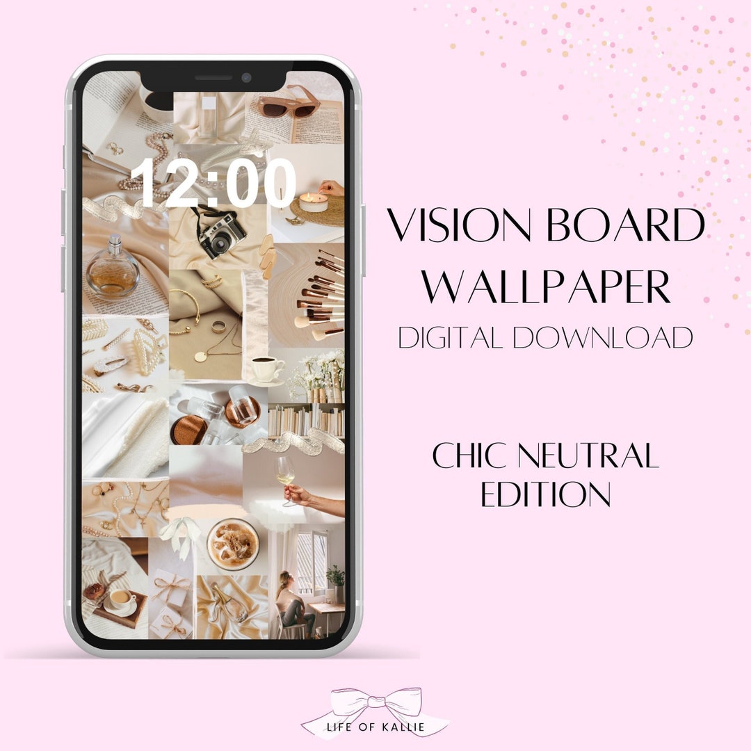 Vision Board Phone Background Wallpaper Digital Download: Chic Neutral ...