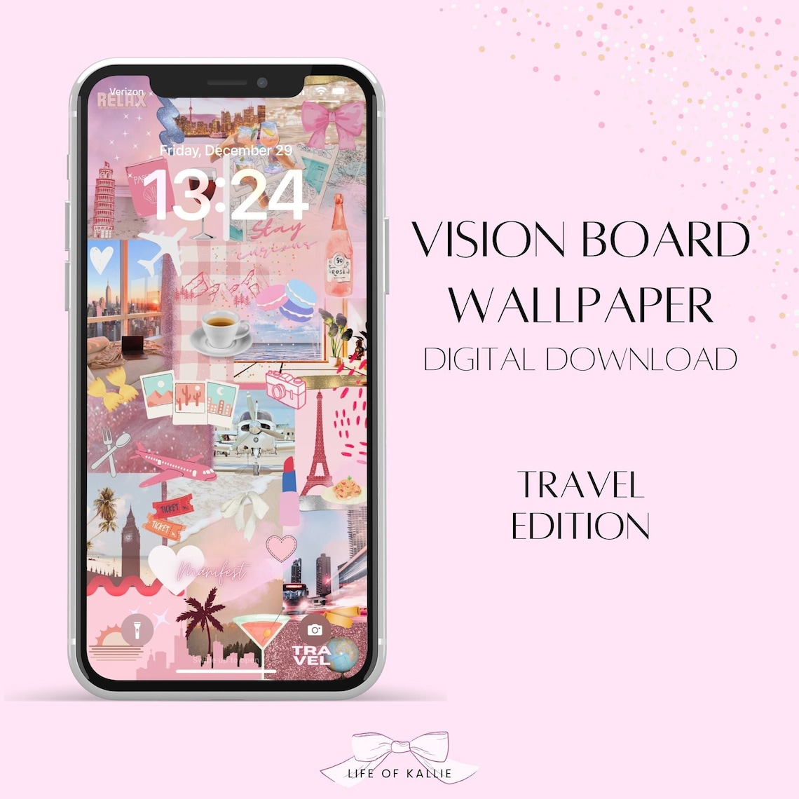 Vision Board Phone Background Wallpaper Digital Download: Travel ...