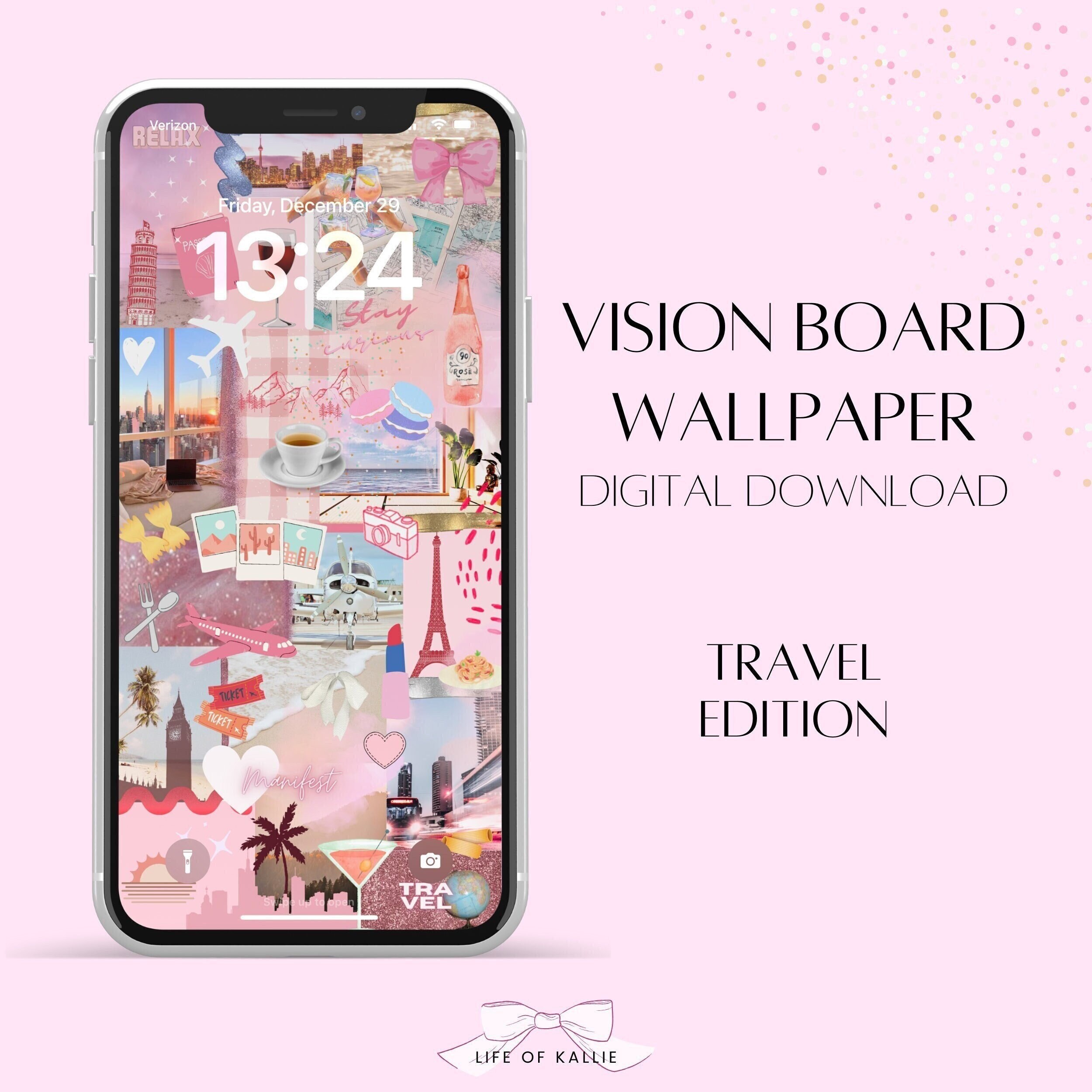 Vision Board Phone Background Wallpaper Digital Download: Travel ...