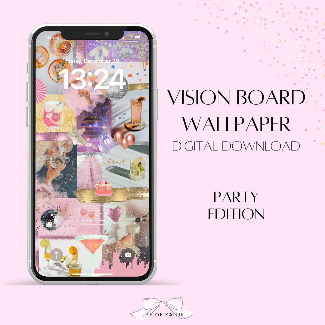 Vision Board Phone Background Wallpaper Digital Download: Party Edition ...