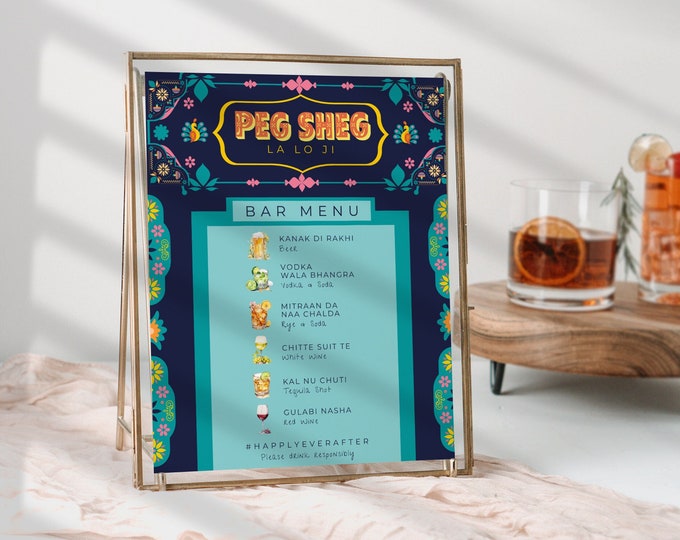 Indian Wedding Menu, Punjabi Bar Menu, Desi Digital Drink List, Viah ...