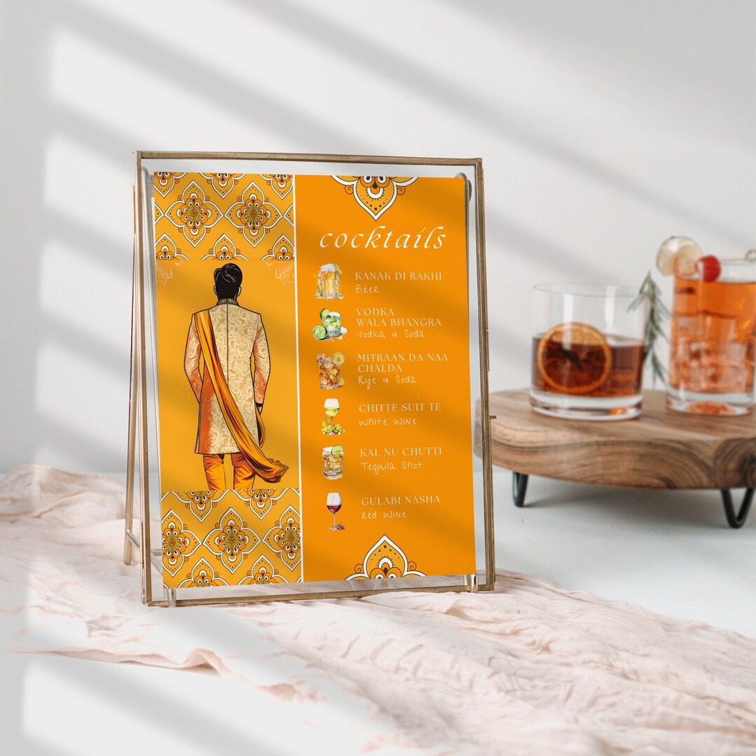 Indian Bar Menu: Punjabi Desi Drink List, Digital File, Shaadi Wedding ...