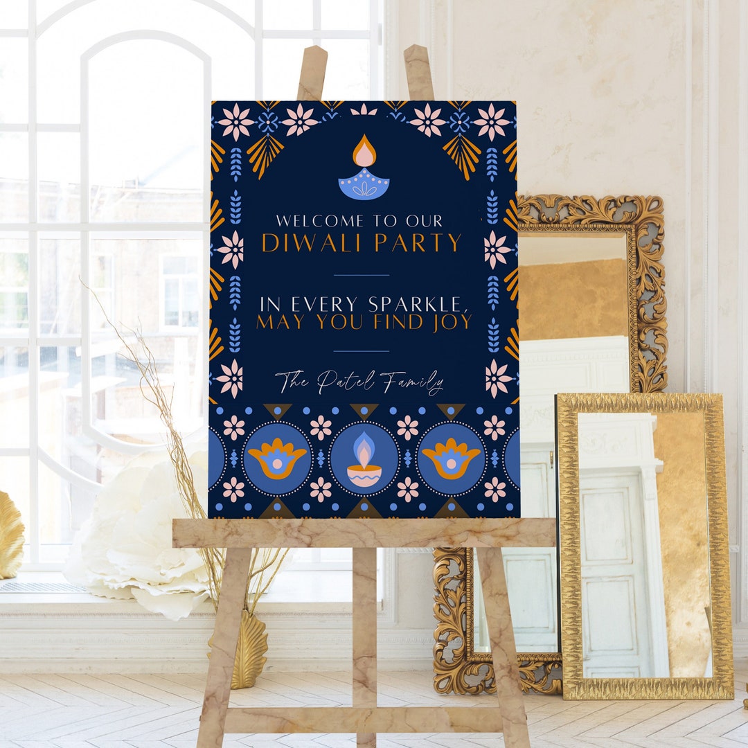 Diwali Party Welcome Sign, Deepavali Board, Punjabi Greeting Board ...