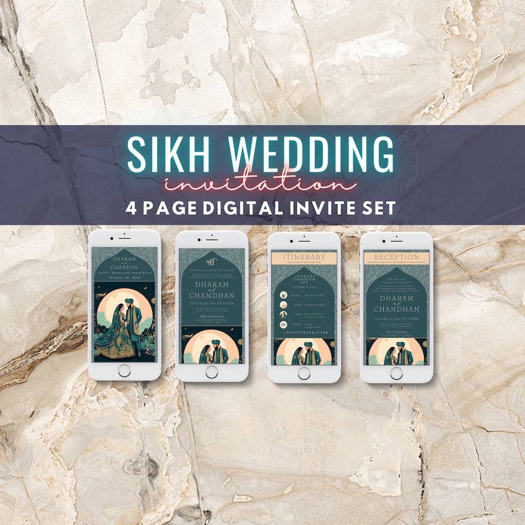 Digital Punjabi Wedding Invitation: Electronic Personalised Sikh Invite ...