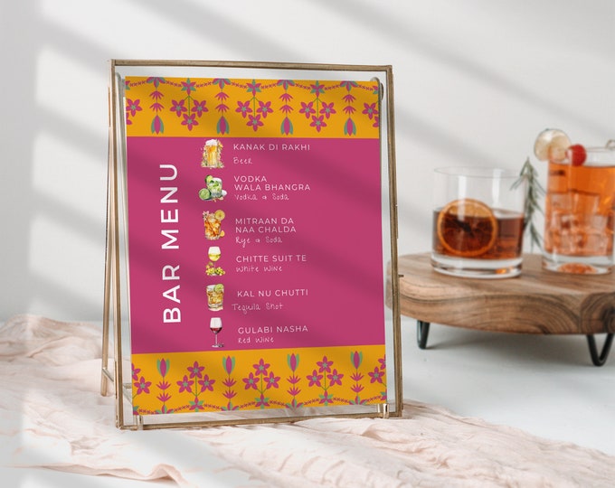Indian Wedding Menu, Punjabi Bar Menu, Desi Digital Drink List, Viah ...